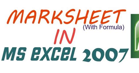 ms excel mark sheet