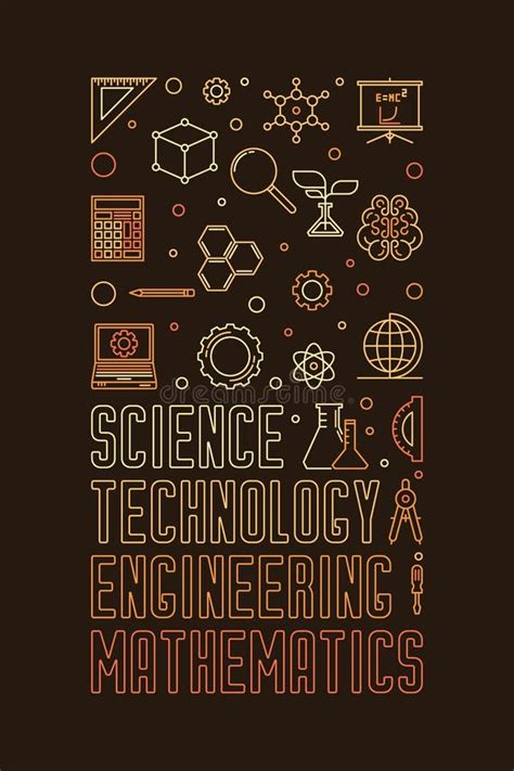 Stem Education Concept Line Vertical Creative Banner Vector