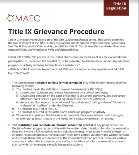 Title Ix Grievance Procedure Maec Inc