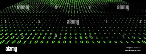 Binary Code Perspective Background With Green Digits On A Black