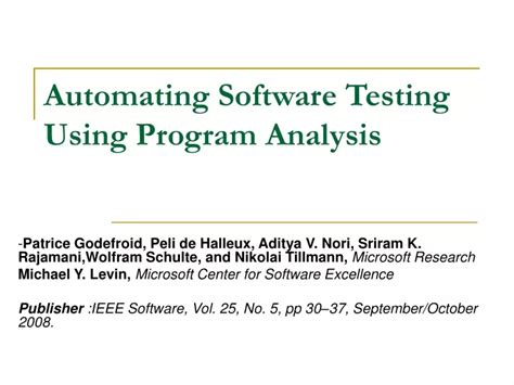 Ppt Automating Software Testing Using Program Analysis Powerpoint