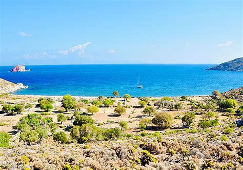 Lethra And Red Beach On Tilos In Greece