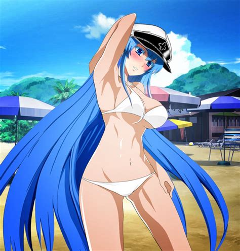 Rule 34 Akame Ga Kill Beach Beach Umbrella Bikini Blue Eyes Blue