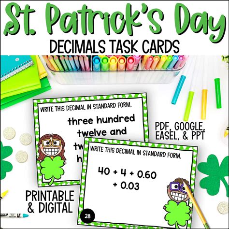 St Patrick S Day Decimals Task Cards Curious Classroom Adventures