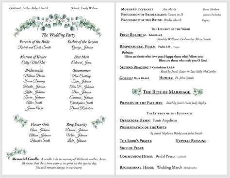 Custom Wedding Programs Eucalyptus Corners Mass Booklets
