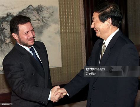 Chinese Premier Zhu Rongji Welcomes Jordanian King Abdullah Ii Prior