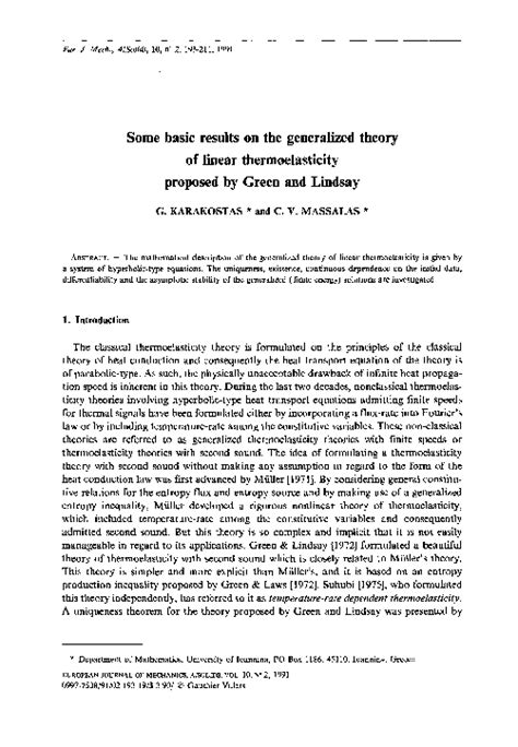 Pdf Some Basic Results On The Generalized Theory Of Linear