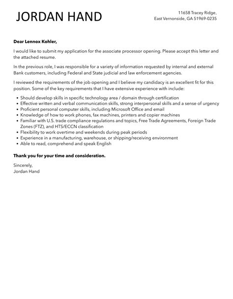 Associate Processor Cover Letter Velvet Jobs