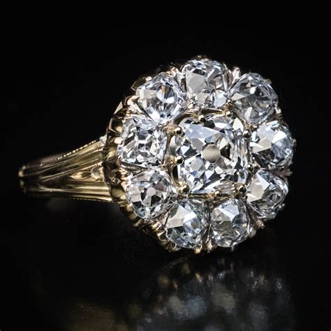 Antique 350 Ct Old Mine Cut Diamond Cluster Ring Ref 904586 Antique