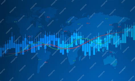 Premium Vector World Map With Financial Data Graph Chart On Blue