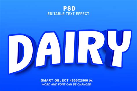 Dairy Psd 3d Editable Text Effect Graphic By Truevector · Creative Fabrica