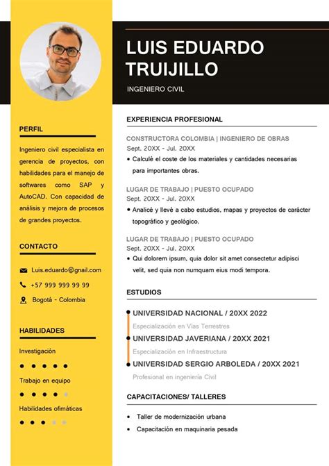 Hoja De Vida De Ingeniero Civil Ejemplo Y Guía