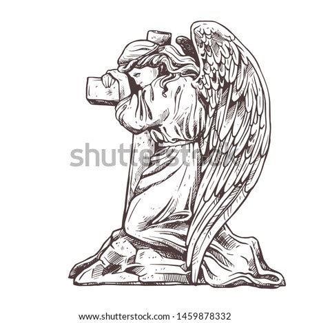 Kneeling Angel Drawing Free Download On Clipartmag