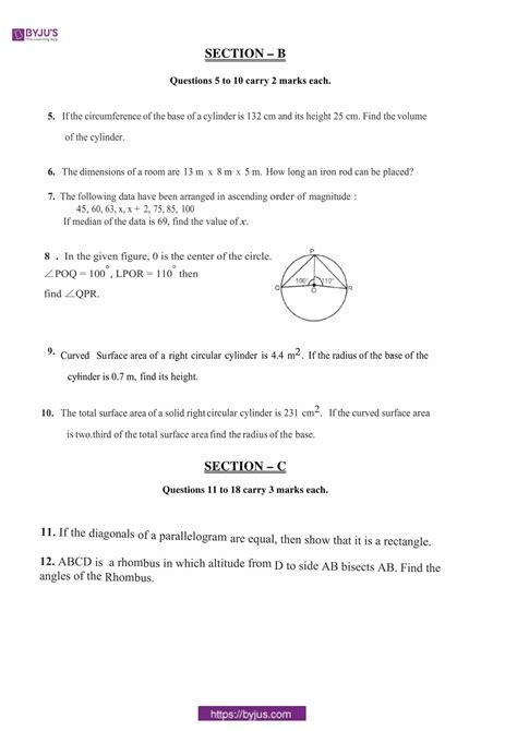 Cbse Class 9 Maths Sample Paper Set 12 Download Here