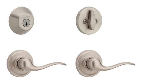 Weiser Toluca Round Deadbolt Door Lock And Lever Combo Satin Nickel