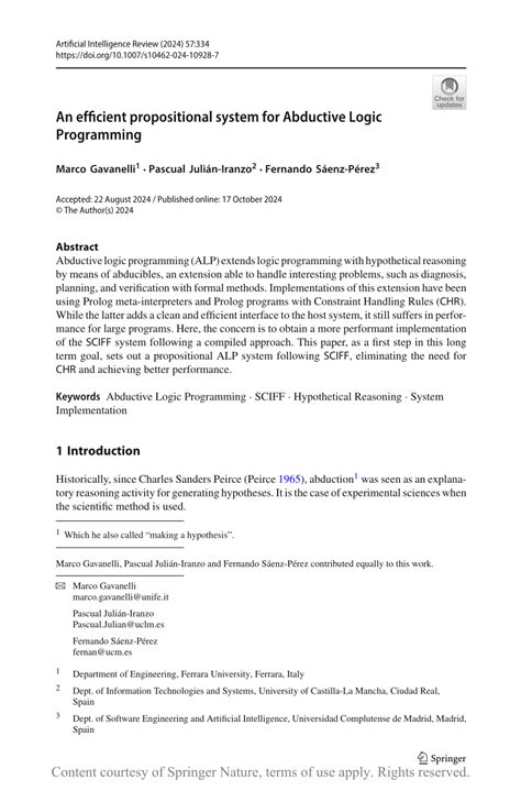 Pdf An Efficient Propositional System For Abductive Logic Programming