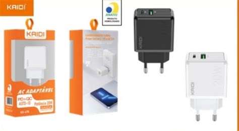 Fonte Carregador Entrada Usb Tipo C Kaidi Kd 670 Wzh Eletronico