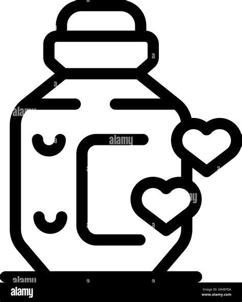Line Drawing Of A Bottle Containing A Love Potion Decorated With Two