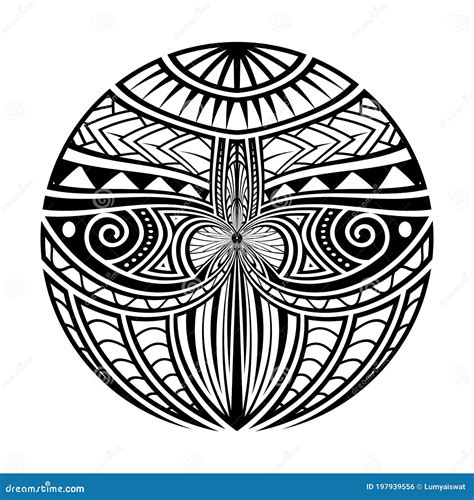 Maori Polynesian Ethnic Circle Tattoo Shape Vector Illustration