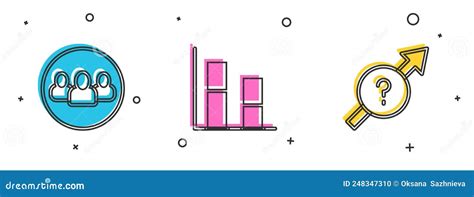 set project team base graph chart diagram and arrow icon vector