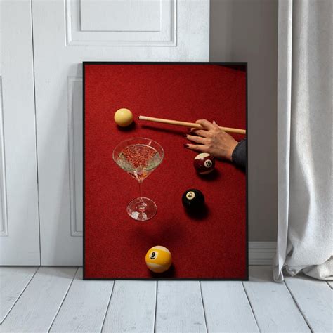 Vintage Dive Bar Martini Pool Wall Art Retro Billiards Cocktail Poster