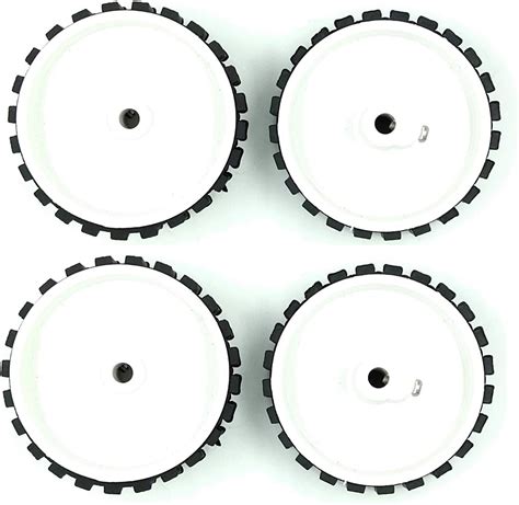 Invento 4pcs 70mm X 20mm Plastic Robotic Wheel Durable Rubber Tire