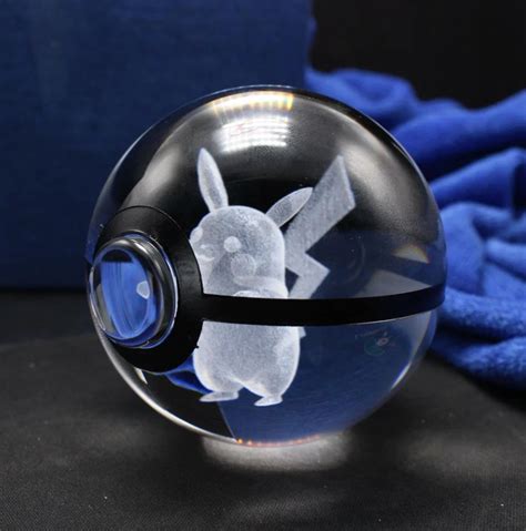 Pikachu Large Crystal Pokeball 3d Laser Engraving Crystal Pokeverse