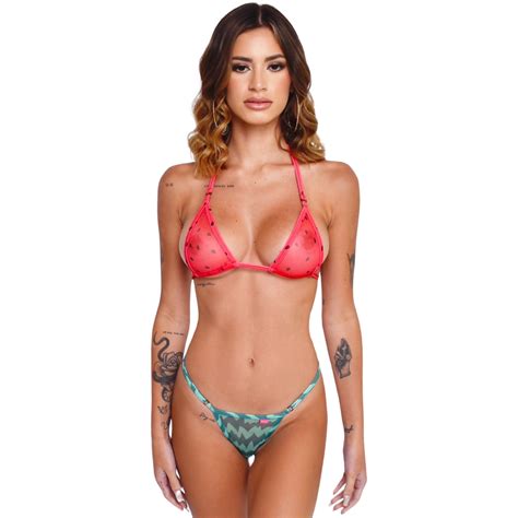 Juicy Fruit Sheer Micro Bikini Watermelon Sheer Swimsuit