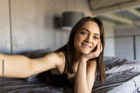 Beautiful Girl Making Selfie In The Bed Beautiful Girl Making Self On