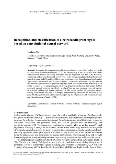 Pdf Recognition And Classification Of Electrocardiogram Signal Based