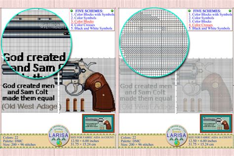 Revolver Cross Stitch Pattern Colt Python Pistol By Larisastitch