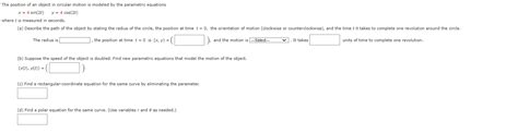 [solved] position of an object in circular motion is mode
