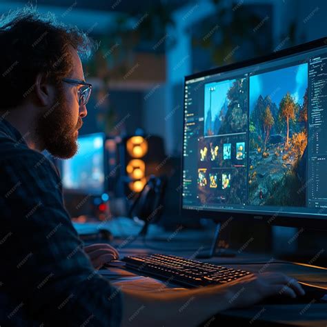 Snapshot Of A Game Developer Working On A Computer With Game Assets
