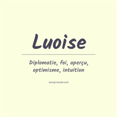 Signification Du Prénom Luoise