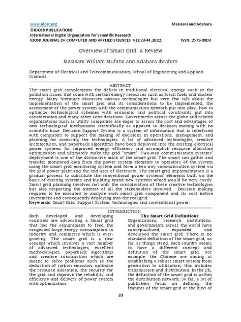 A Comprehensive Review Of A Smart Grid Pdf Smart Grid Electrical Grid
