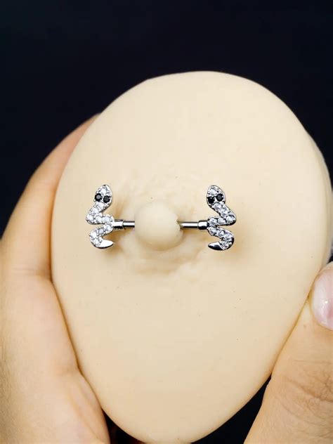 2li Yılan Meme Ucu Nipple Piercing