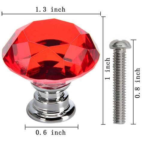 Big Red 10pcs 30mm Crystal Glass Cabinet Knobs Dia Grandado