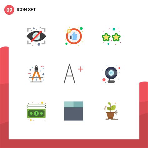 9 Universal Flat Color Signs Symbols Of Increase Tool Glasses Measure