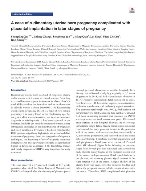 Pdf A Case Of Rudimentary Uterine Horn Pregnancy Complicated With