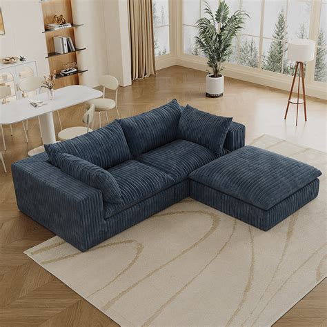 Everly Quinn 398 Inch Cloud Sofa With Corduroy Fabric Deep Seat