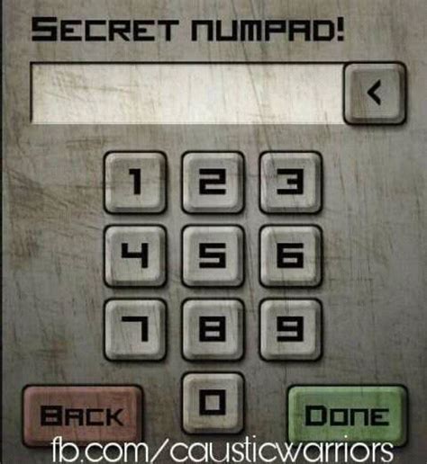 Caustic 3 Beta Secret Number Pad Codes