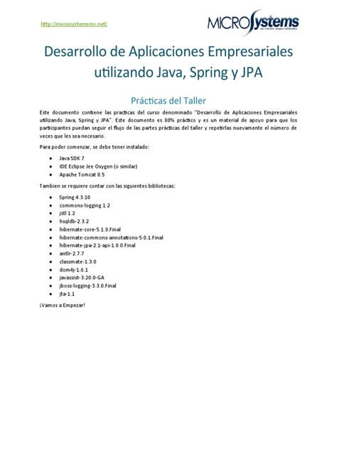 Taller Spring Pdf Java Lenguaje De Programación Sql