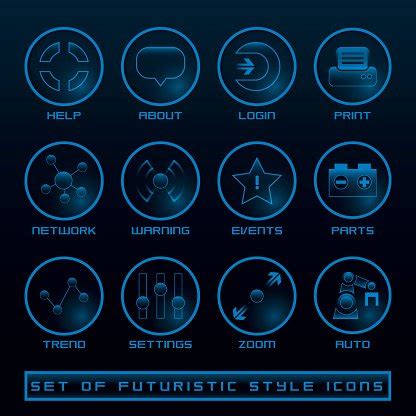 Set Of Futuristic User Interface Icons Royalty Free Vector Stock