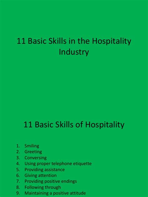 11 Basic Skills In The Hospitality Industry Pdf Human Nature