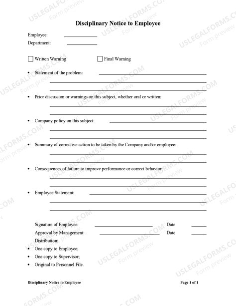 Texas Disciplinary Notice To Employee Disciplinary Action Us Legal