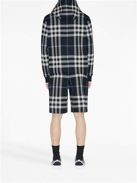 Burberry Check Pattern Long Sleeve Hoodie Black Farfetch Uk