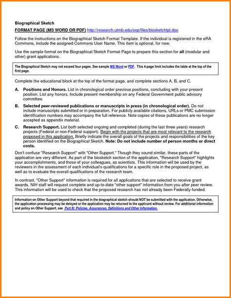 Biosketch Template Word 0 Elsik Blue Cetane With Regard To Nih