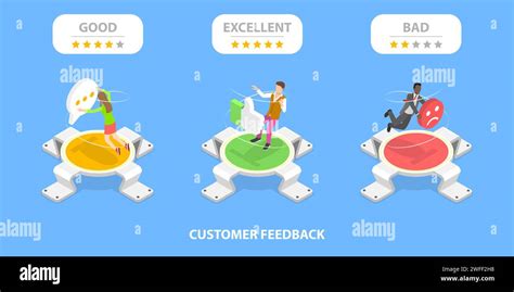 3d Isometric Flat Vector Concept Of Excellent Bad And Good Customer
