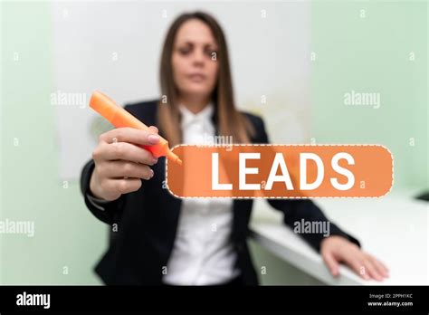 Hand Writing Sign Leads Internet Concept Route Or Means Of Access To