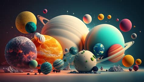 Planetas Espacio 3d Ia Generativa Foto Premium